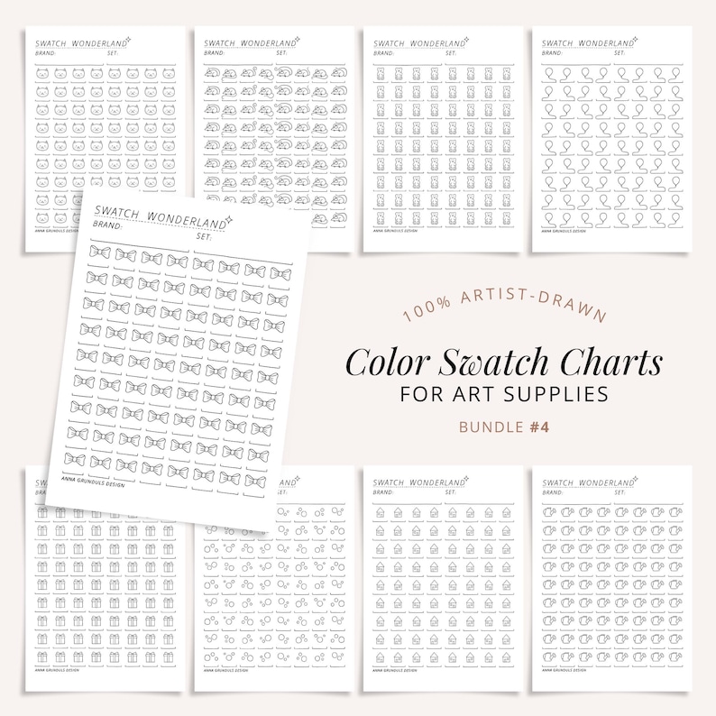 Printable Color Swatch Charts for Pencils, Markers and Art Supplies, 10 ...