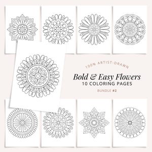 Floral Coloring Pages Easy and Bold, Cute, Cozy, Comfy and Relaxing ...