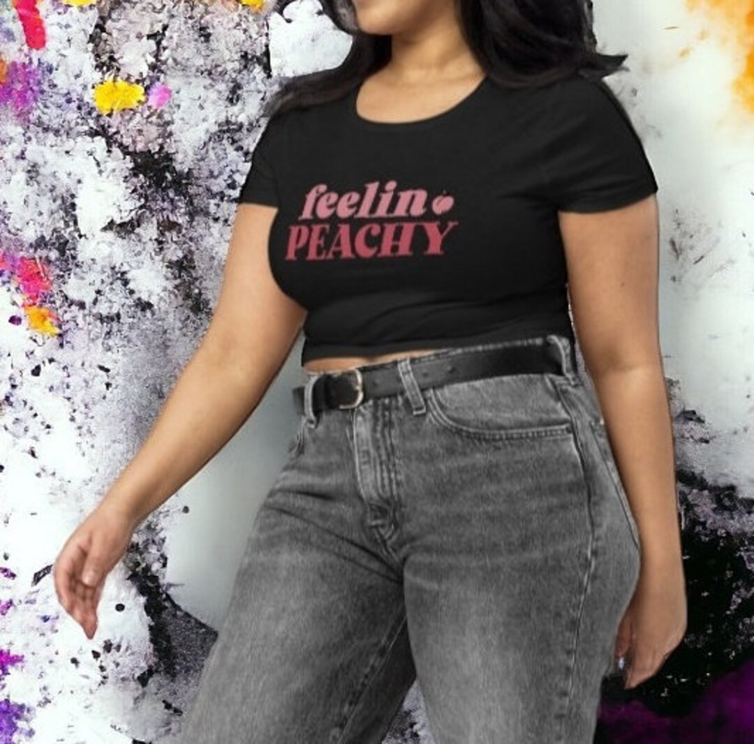 Discolemonade Y2K Graphic Feeling Peachy Tshirt Tee Crop Top White ...