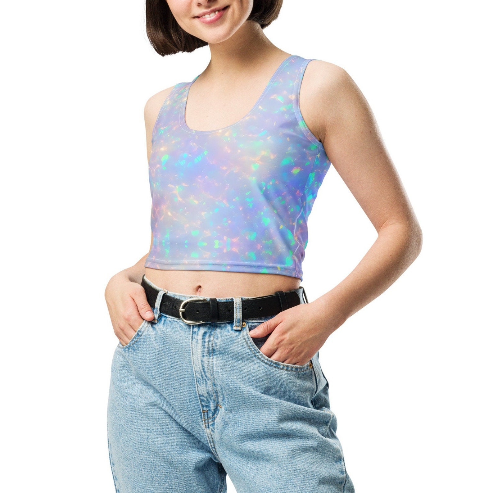 Purple Opal Holographic Glitter Effect Eco Friendly Crop Tank Top XS-XL ...
