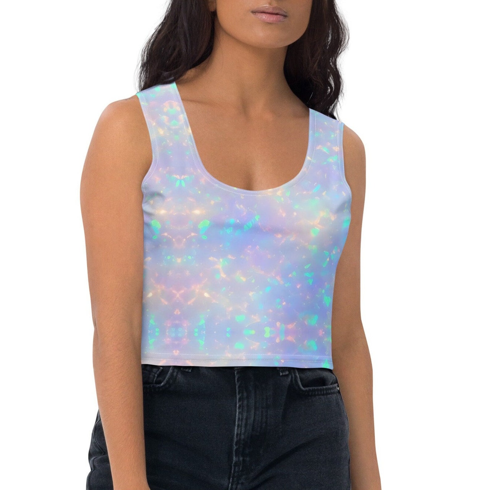 Purple Opal Holographic Glitter Effect Eco Friendly Crop Tank Top XS-XL ...