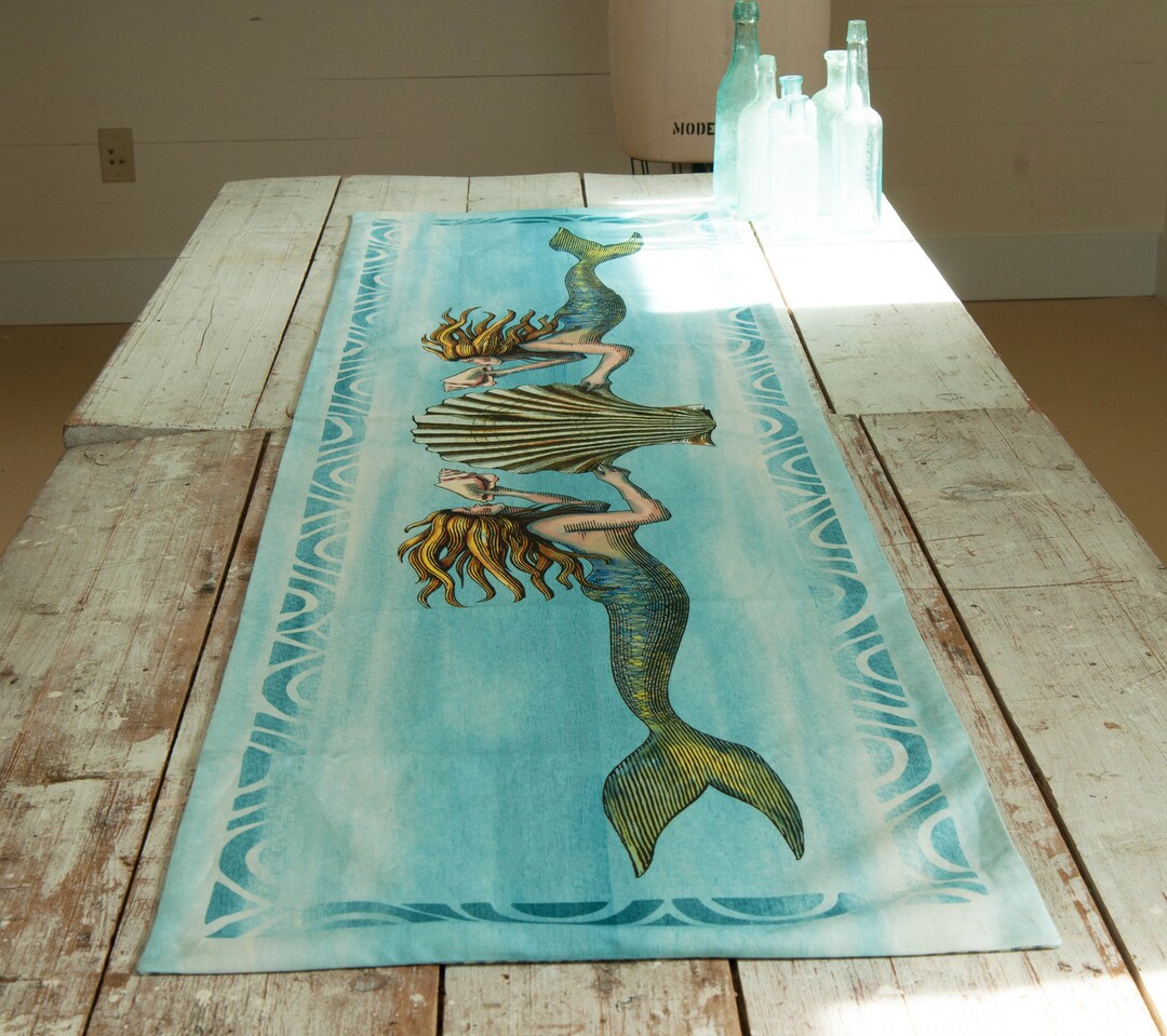 Mermaid Runner With Blue Ticking Back - Etsy