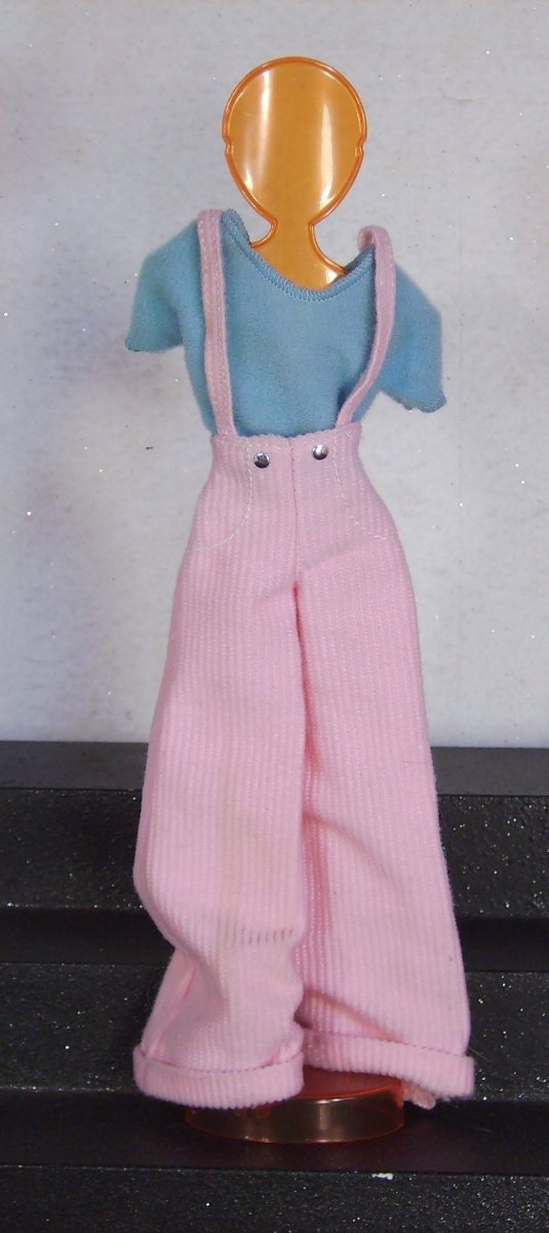 Vintage Barbie Doll Clothes Fall Fashion Pink Overalls Suspender Pants ...