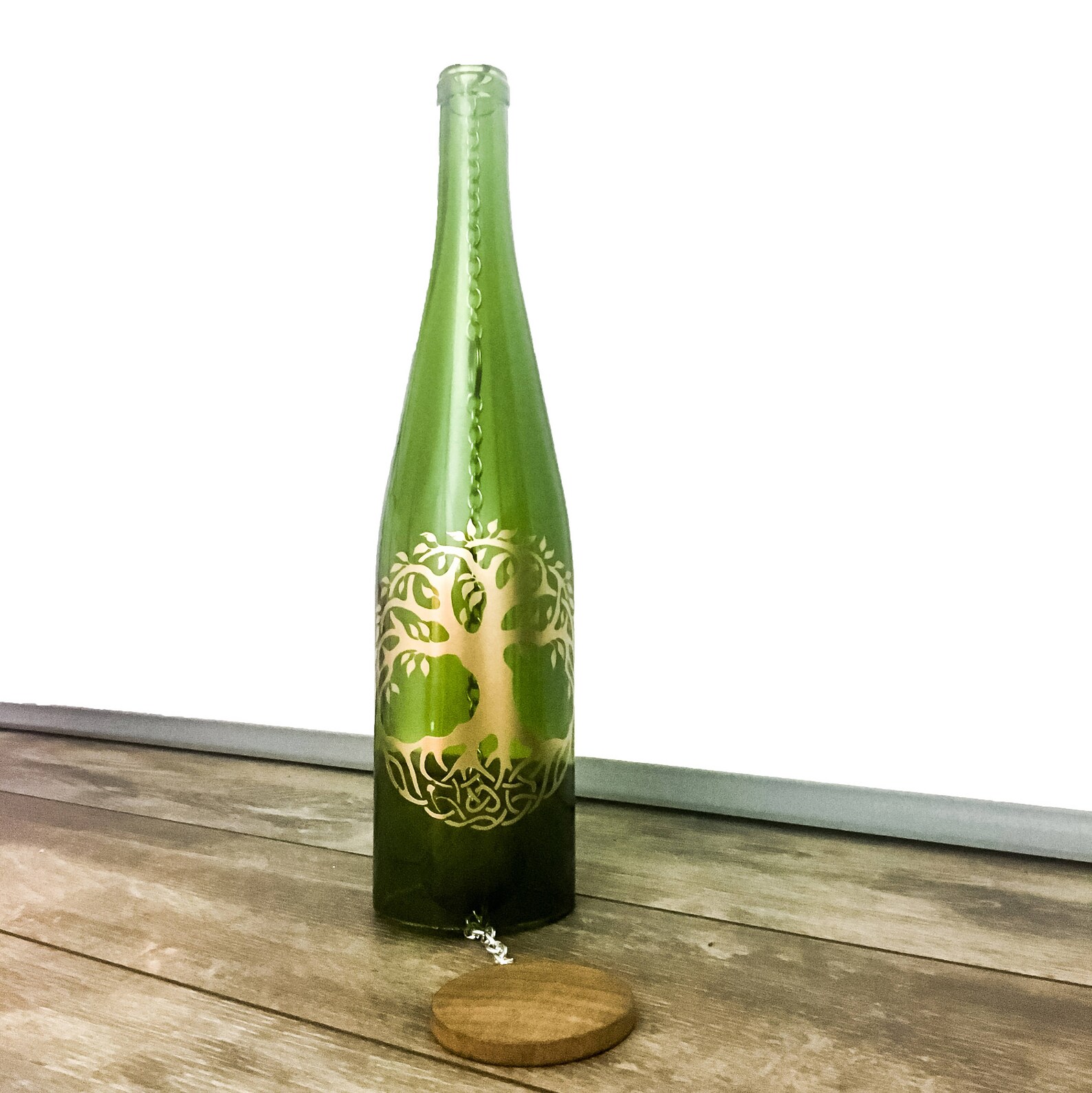 Glass Tree of Life Wine Bottle Wind Chime - Etsy