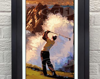 British Open Golf Gift Sports Art Poster Print Painting | Etsy