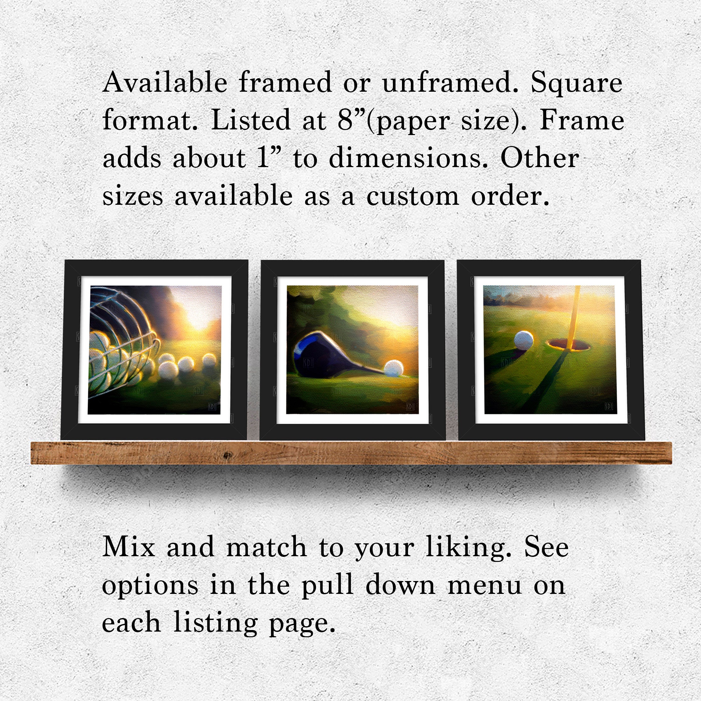 Range Bucket Golf Painting Print Unframed or Framed Home Office Den Man ...