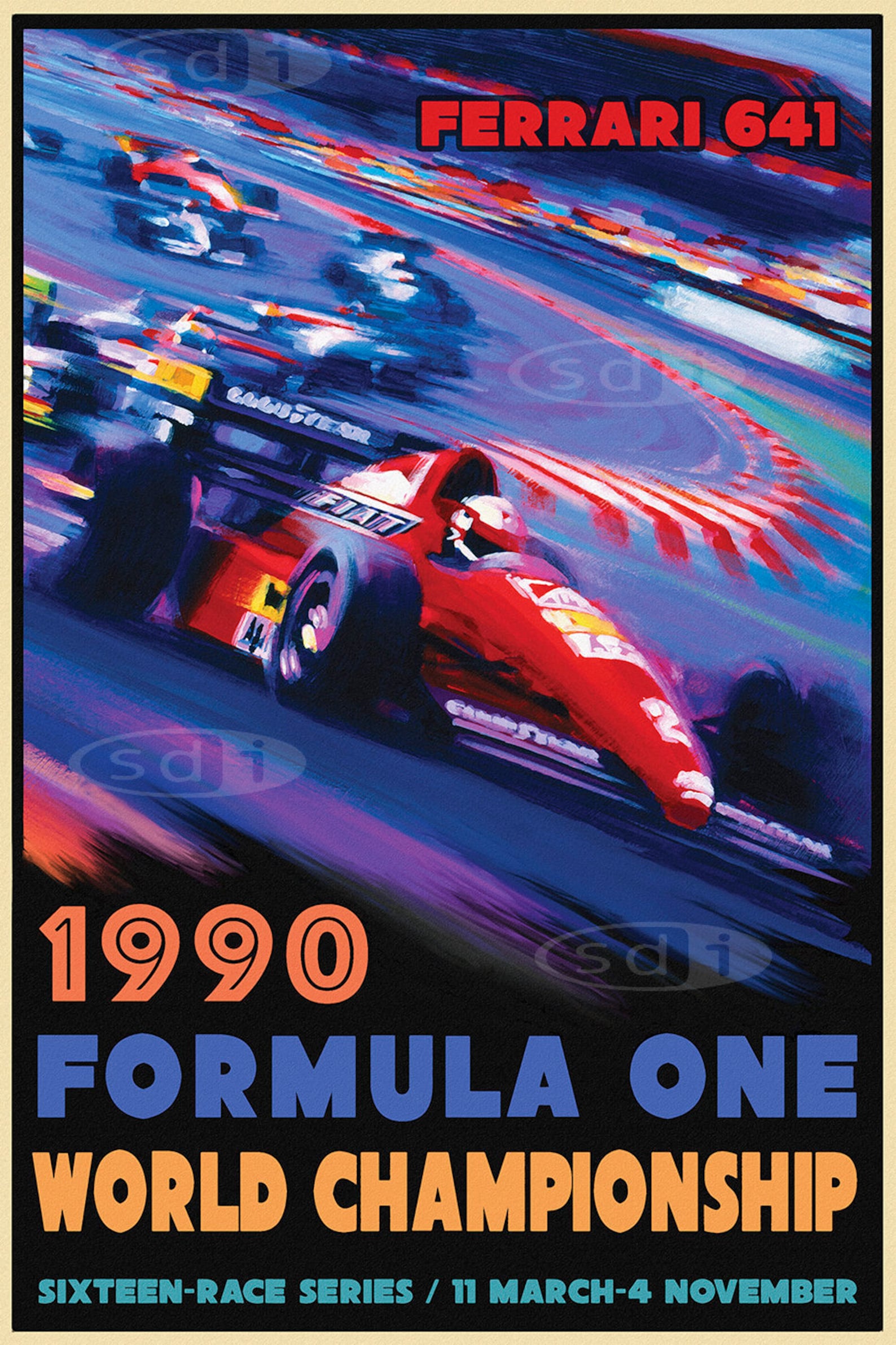 Formula One World Championship Ferrari Racing Car Sports Art Poster ...
