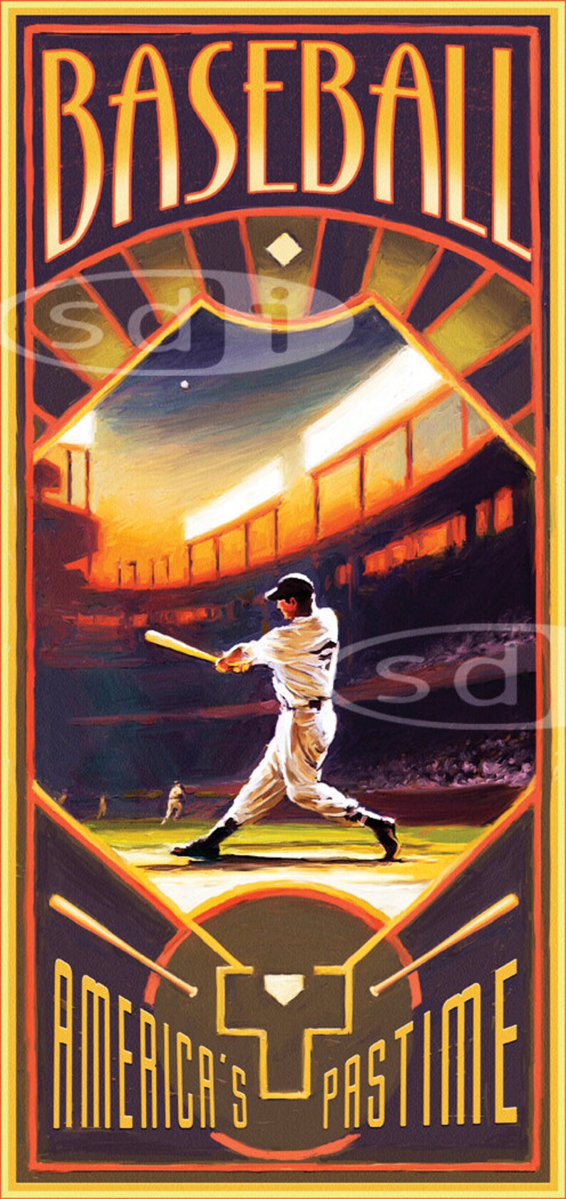 Baseball Gift Sports Art Poster Print Painting - Etsy