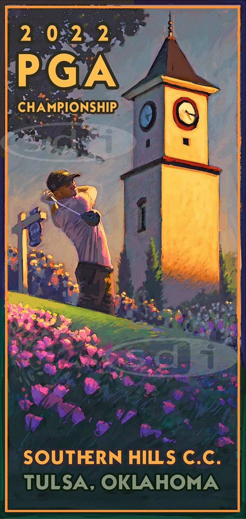 PGA Championship, Southern Hills, Tulsa Art Golf Gift Sports Poster ...
