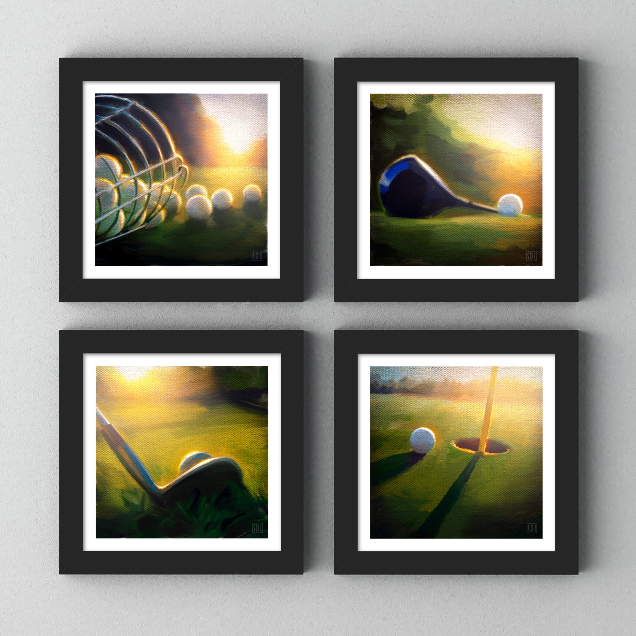 Range Bucket Golf Painting Print Unframed or Framed Home Office Den Man ...