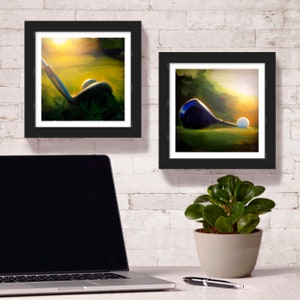 Range Bucket Golf Painting Print Unframed or Framed Home Office Den Man ...