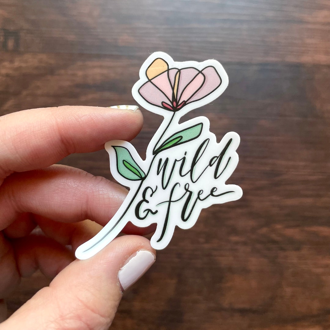 Wild and Free Floral Cute Waterproof Sticker | One-line Flower ...
