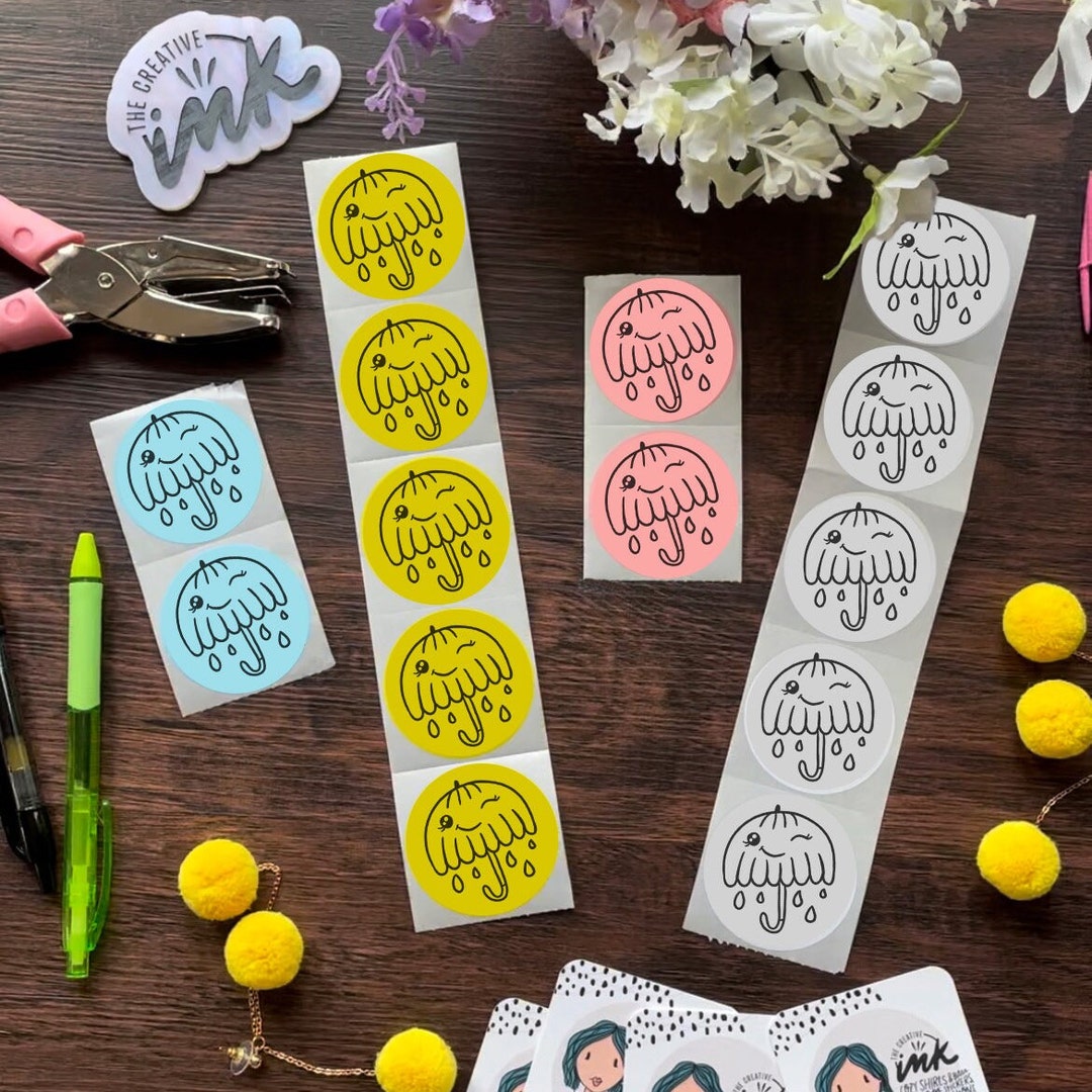 Unique Umbrella Circle Stickers | Mail Stickers | Small Business ...