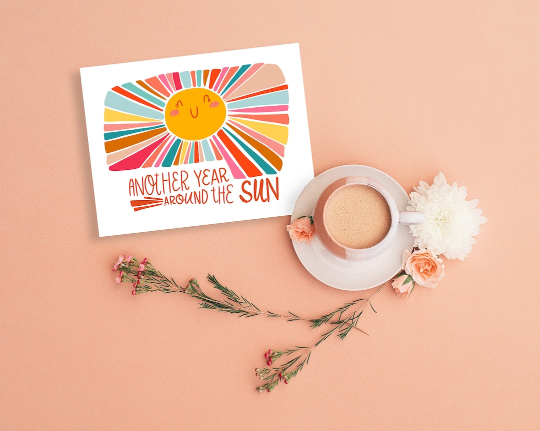 Another Year Around the Sun Birthday Card, Envelope, & Optional ...