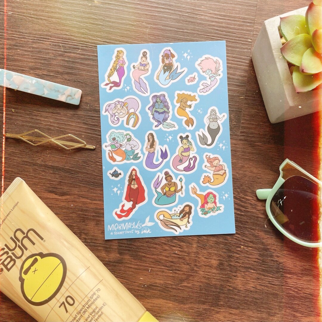 SALE Mini Mermay Mermaid Sticker Sheet | 18 Mini Stickers - Etsy