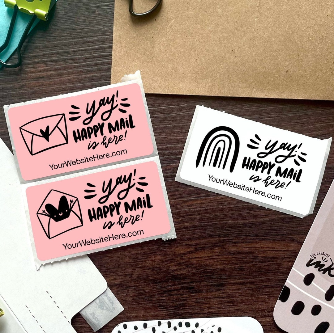 Custom Happy Mail Envelope Stickers | Mail Stickers | Small Business ...