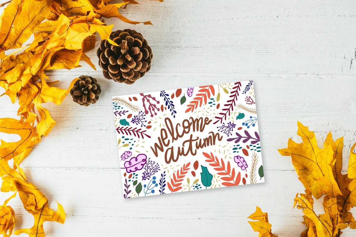 Welcome Autumn Fall Card, Envelope, & Optional Handwritten Card Message ...