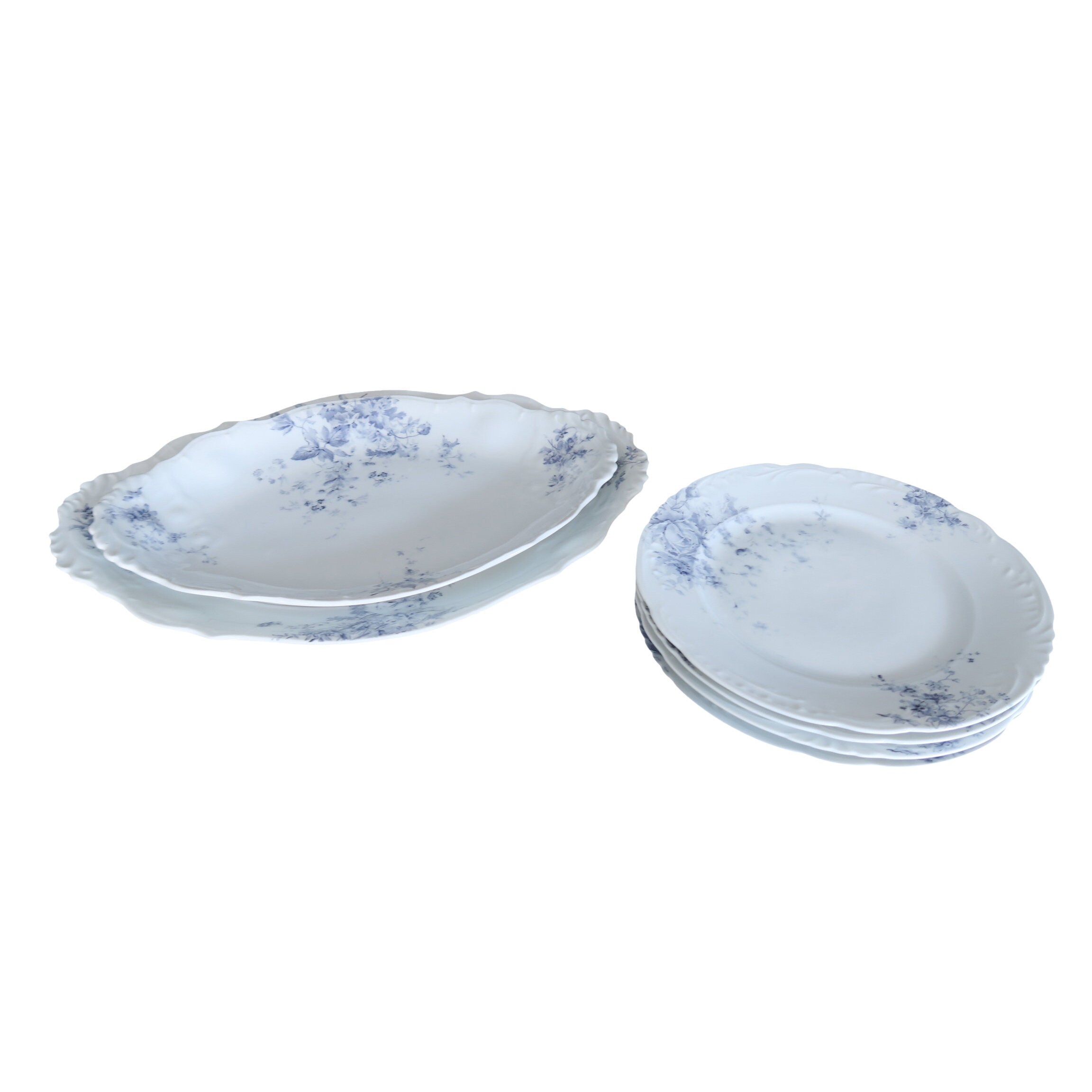 Vintage Blue Floral White Ironstone Wavy Edge Plate Platter | Etsy