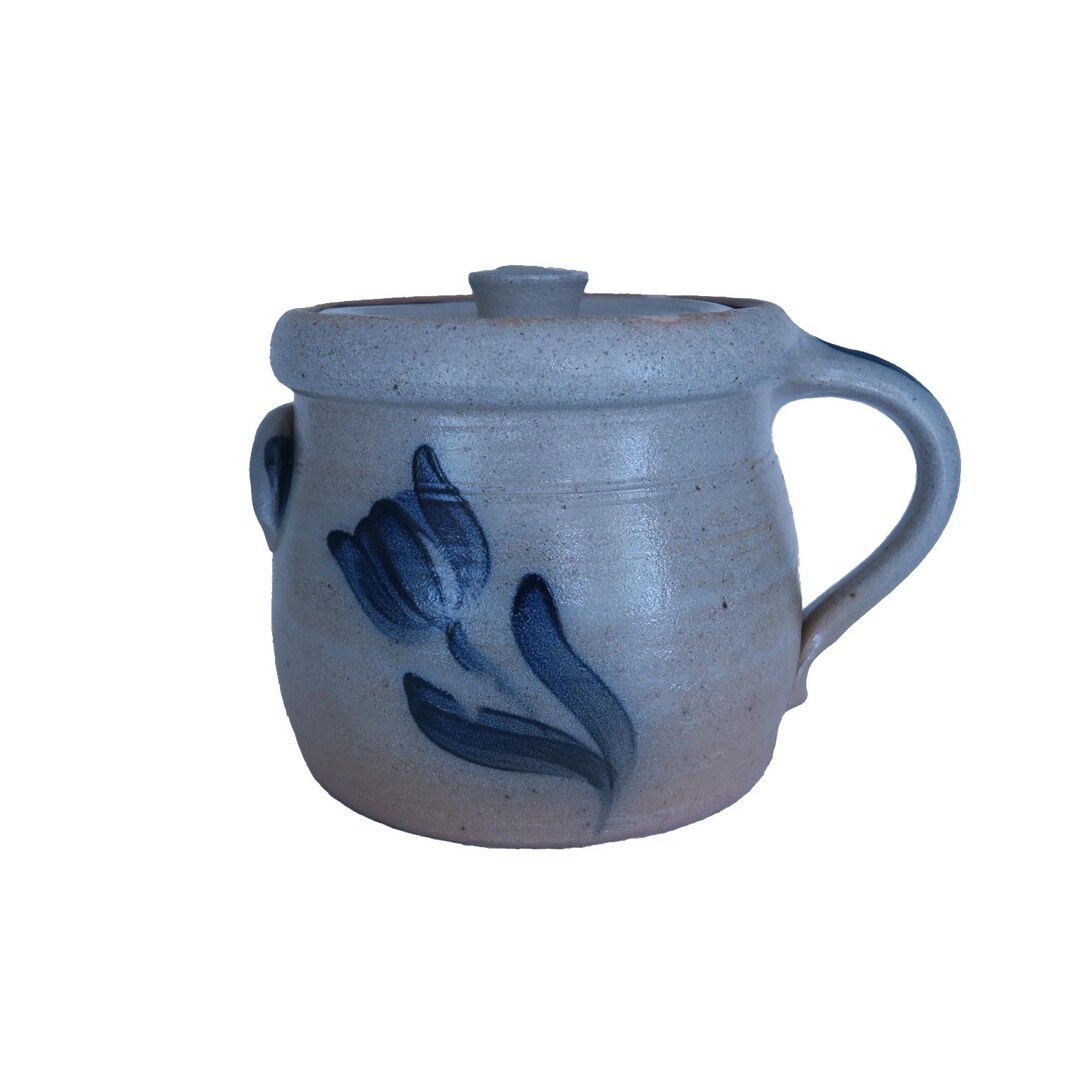 Vintage 1987 Rowe Pottery Works Salt Glaze Crock With Lid - Etsy