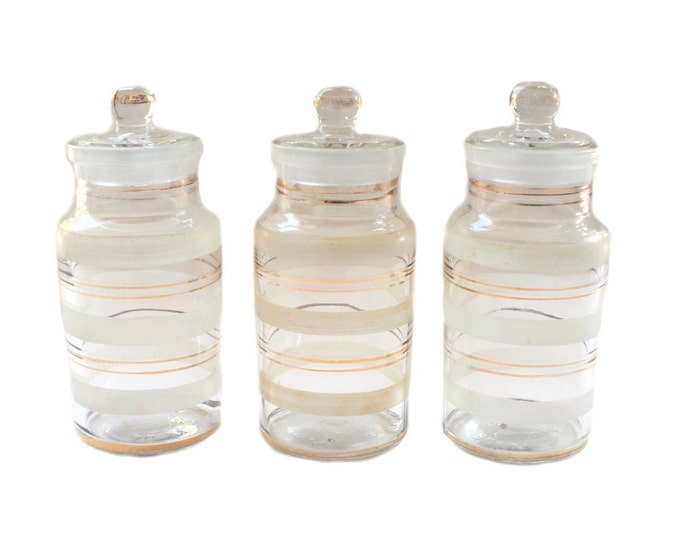 Set of 3 Vintage Glass Apothecary Jars - Etsy