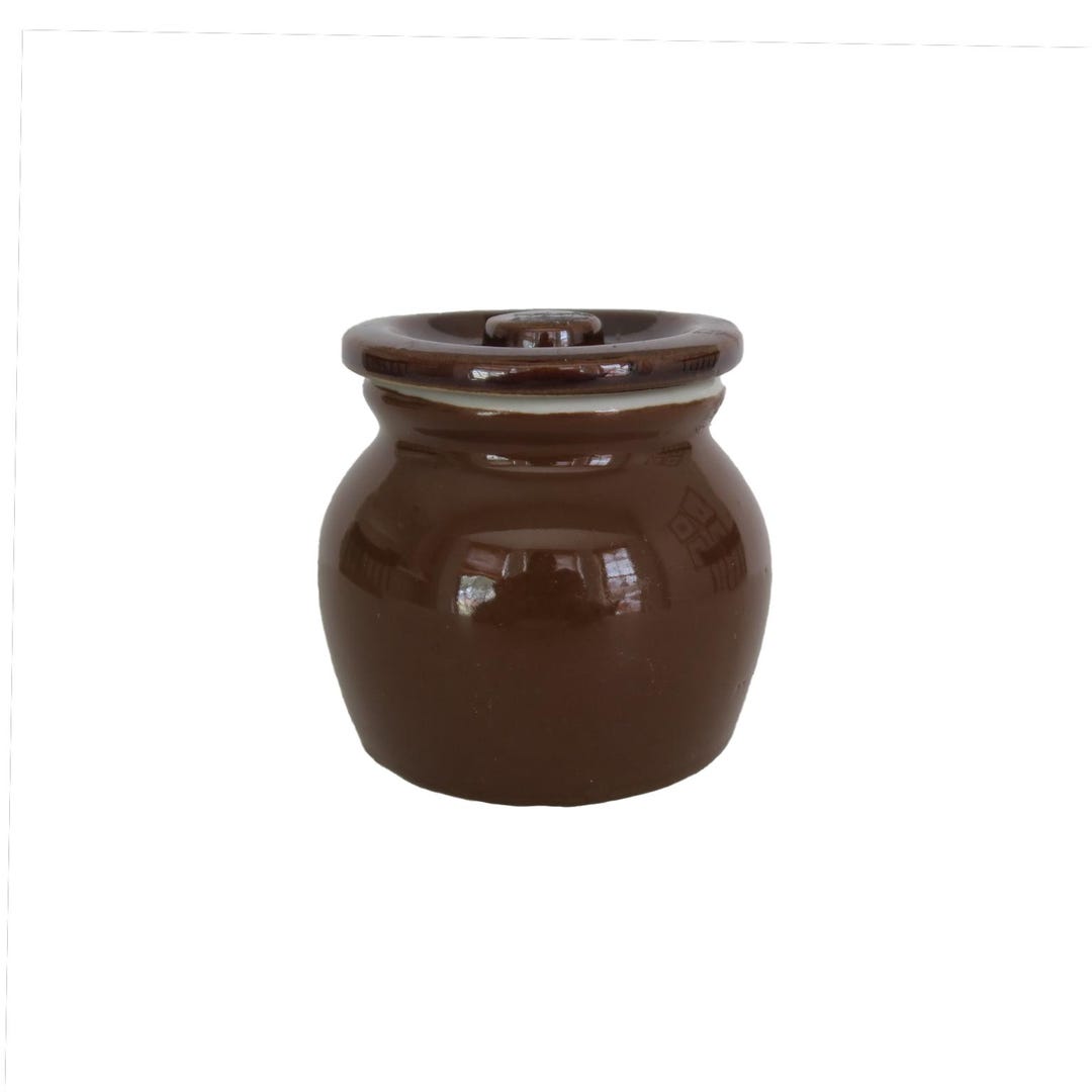 Vintage Hall Small Brown Ceramic Jar With Lid - Etsy