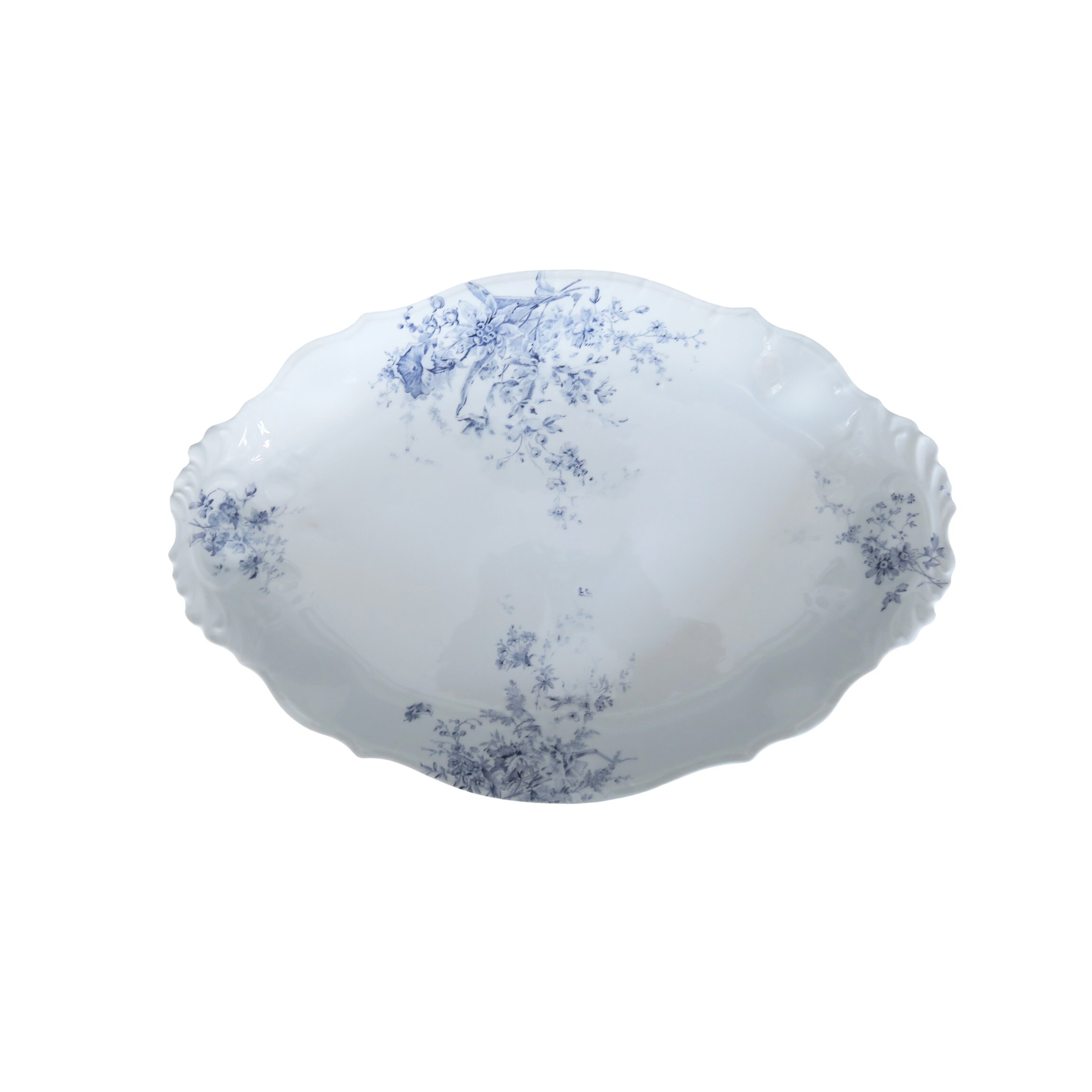 Vintage Blue Floral White Ironstone Wavy Edge Plate Platter | Etsy