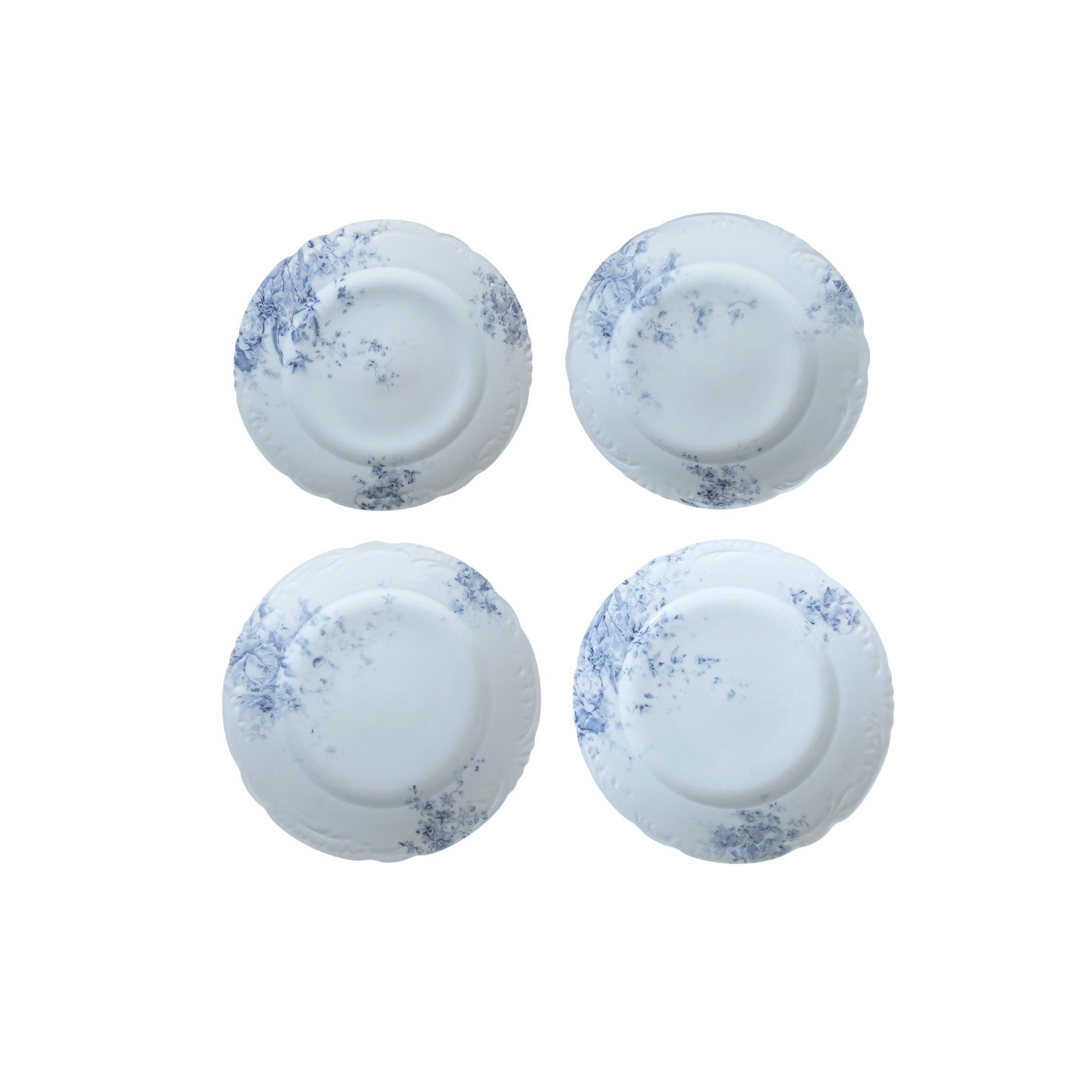 Vintage Blue Floral White Ironstone Wavy Edge Plate Platter | Etsy