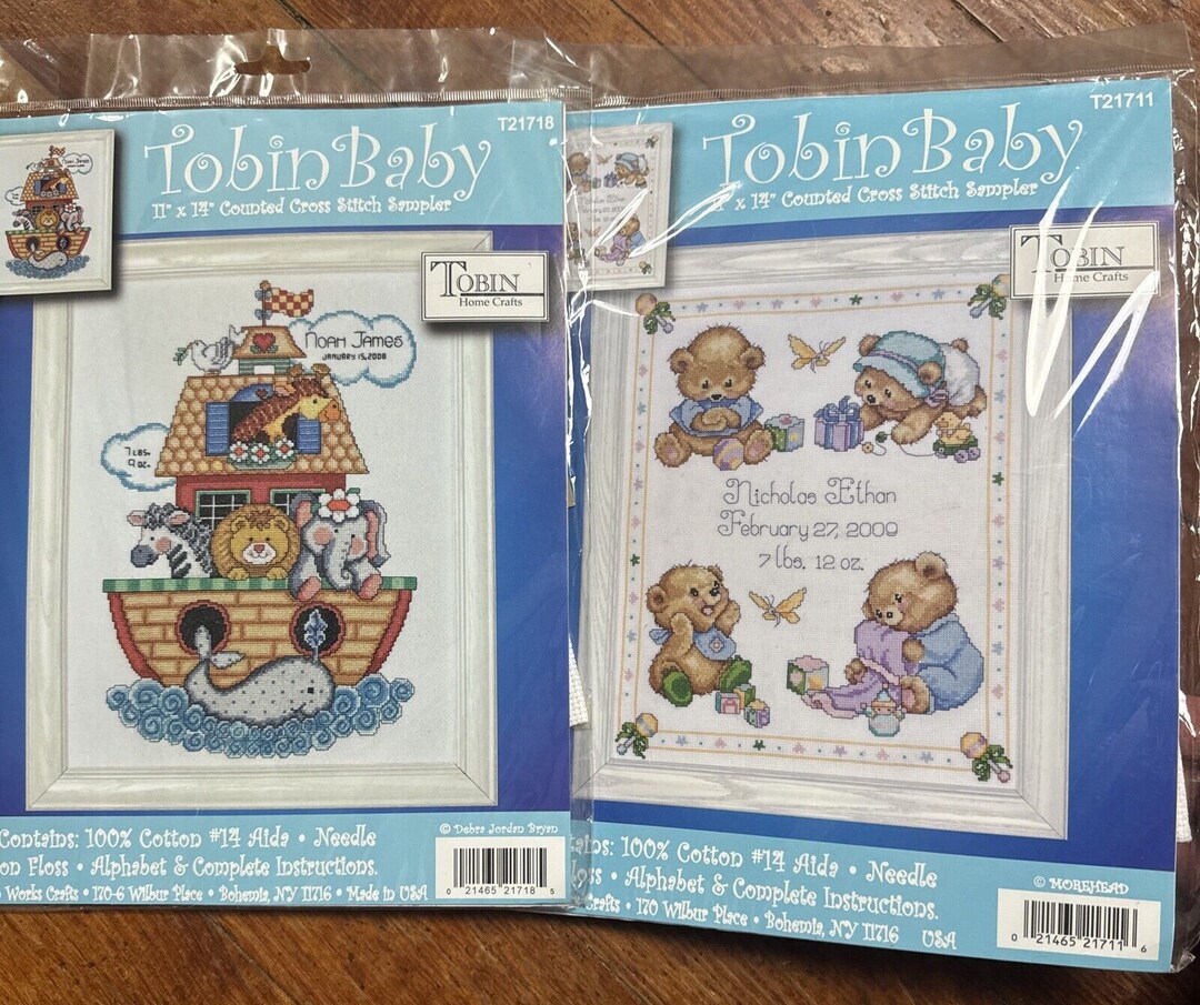 Tobin Baby Counted Cross Stitch Sampler Lot of 2 Sealed T21711 T21718 ...