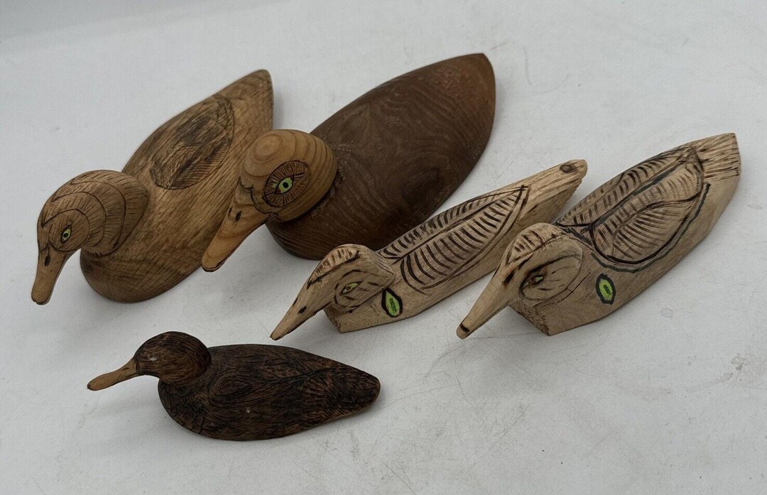 W.J. Hamilton Hand Carved 84 Painted Duck Russian Olive Pine Sycamore ...