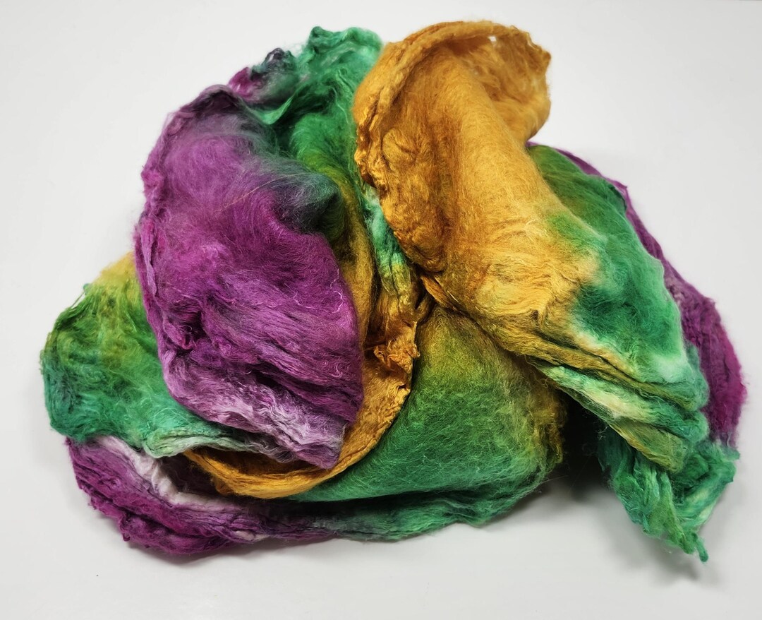 Hand Dyed Mulberry Silk Hankies: Fiber for Felting, Spinning, Mixed ...