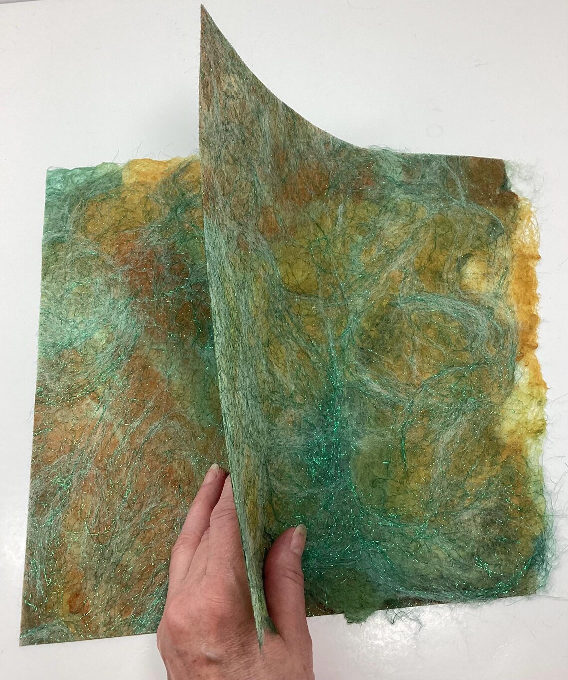Handmade Sparkly Mulberry Silk Fiber Paper: Collage, Scrapbooking ...