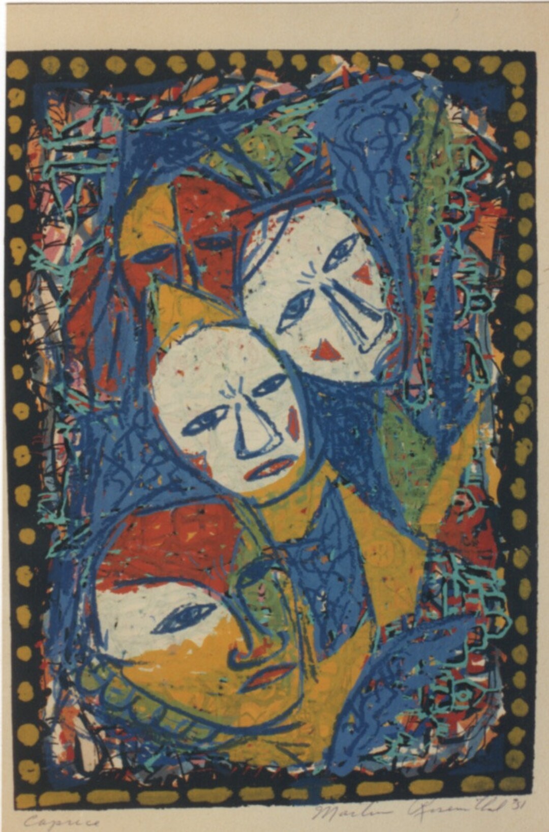 Mid Century Abstract Clowns, MARTIN ROSENTHAL Serigraph/silk Screen ...