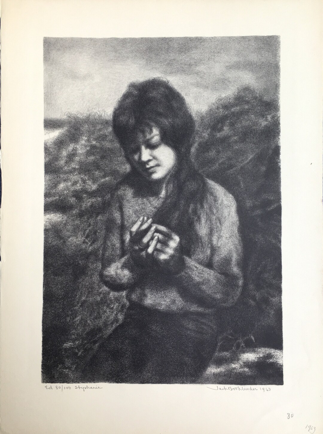 Mid Century Portrait of Girl, Stephanie, Jack Bookbinder Lithograph ...