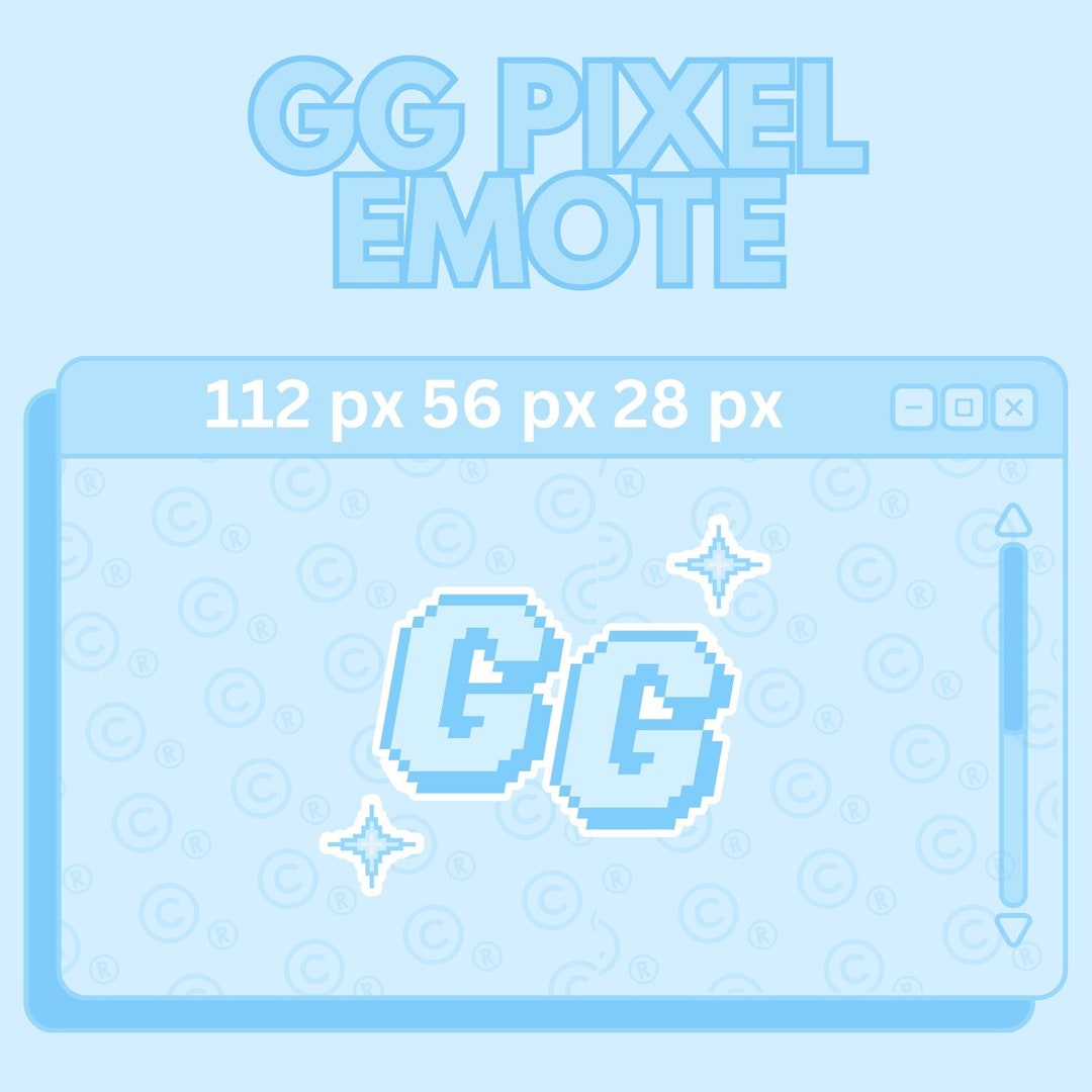 Blue Pixel GG Twitch Discord Emotes Cute // Instant Download - Etsy
