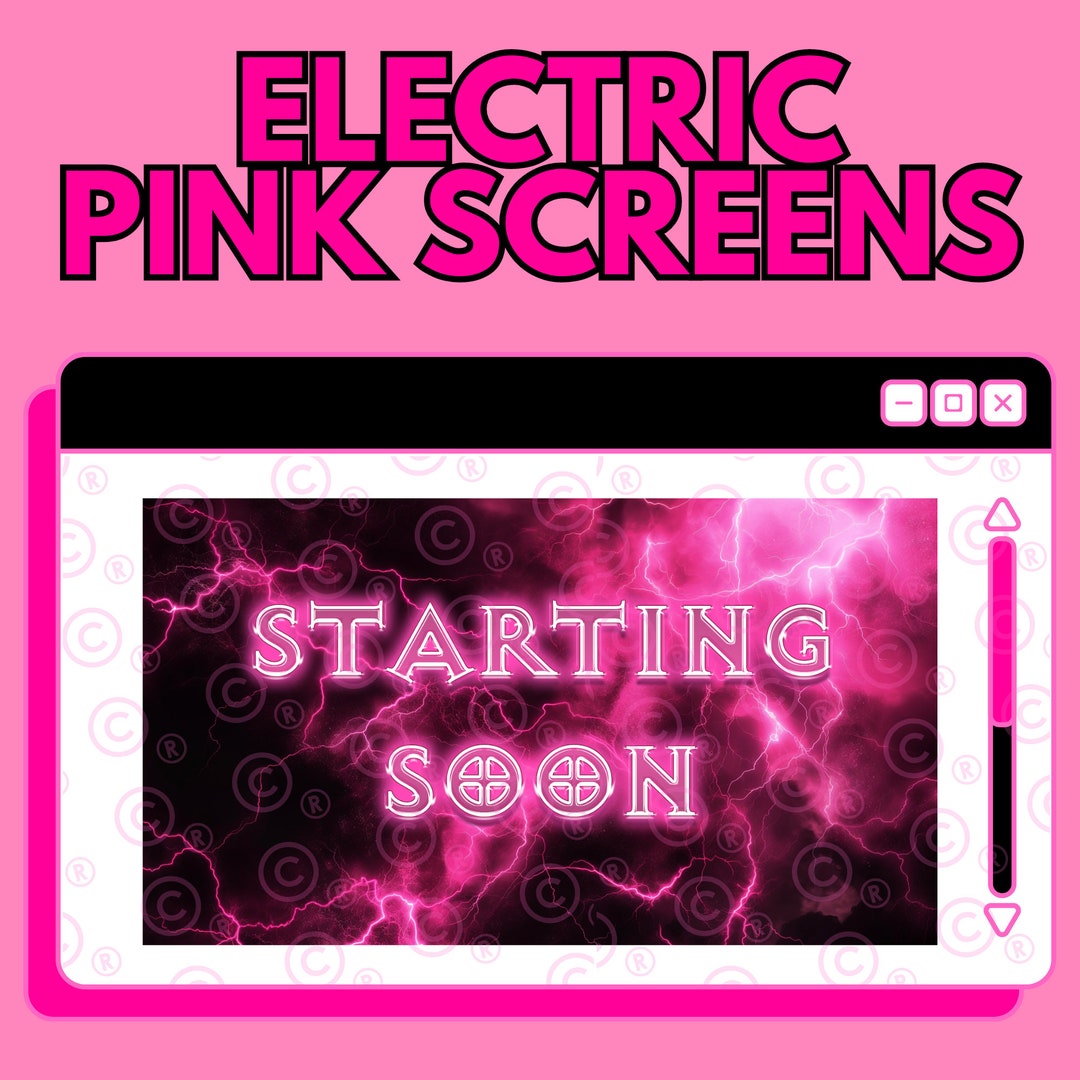 STATIC Twitch Pink Electric Lightning Screen Pink Black Starting Soon ...