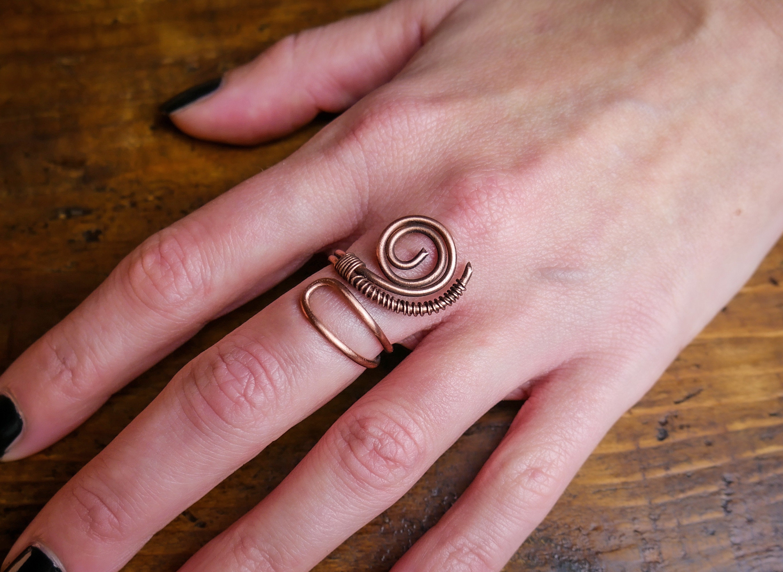 Wire Wrapped Adjustable Copper Ring Wire Wrapped Ring | Etsy