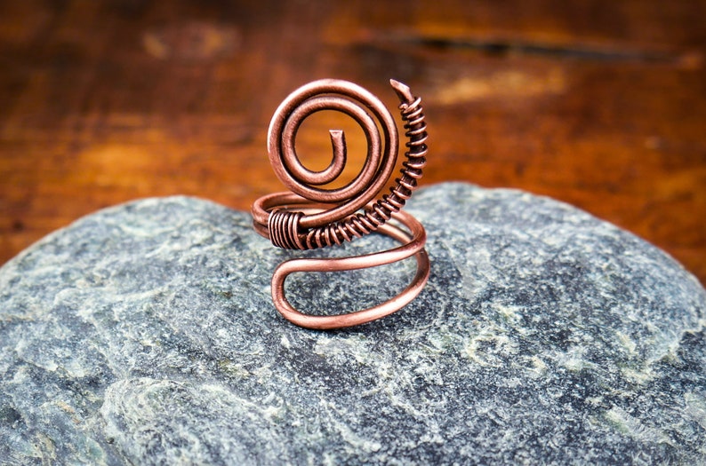 Wire Wrapped Adjustable Copper Ring Wire Wrapped Ring - Etsy