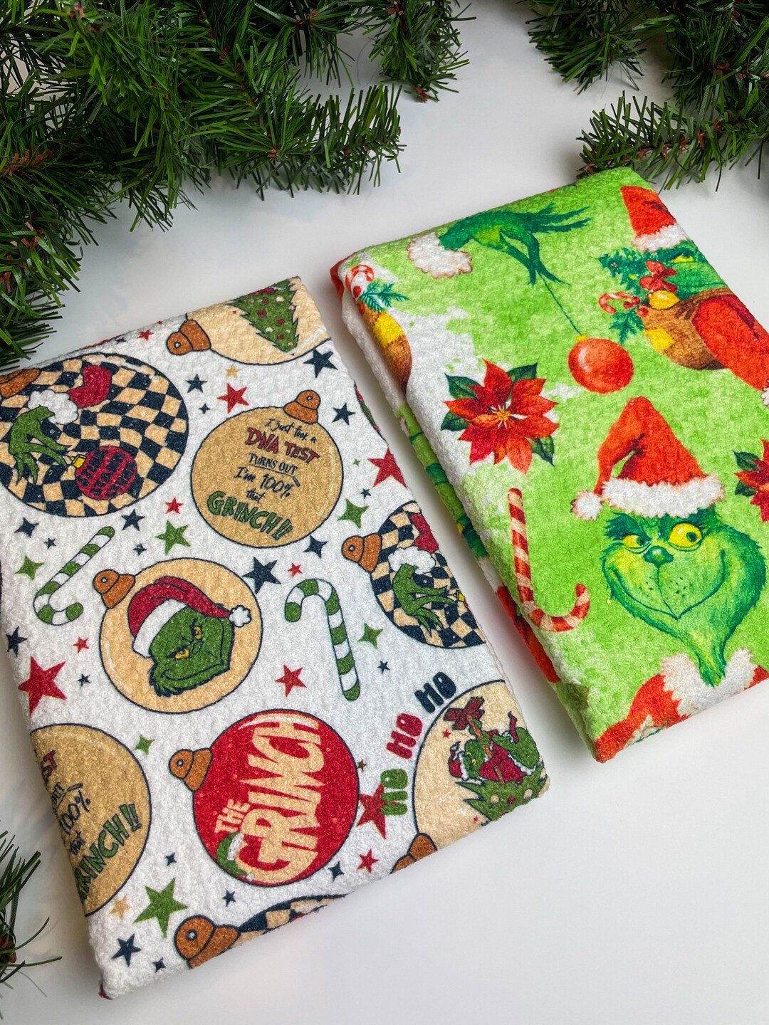 The Grinch Tea Towel Set | | Tree | Set of Two | Dish Towel | 16''x24 ...