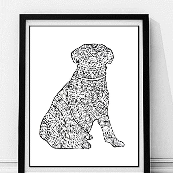 Zentangle Dog Coloring Page - Etsy