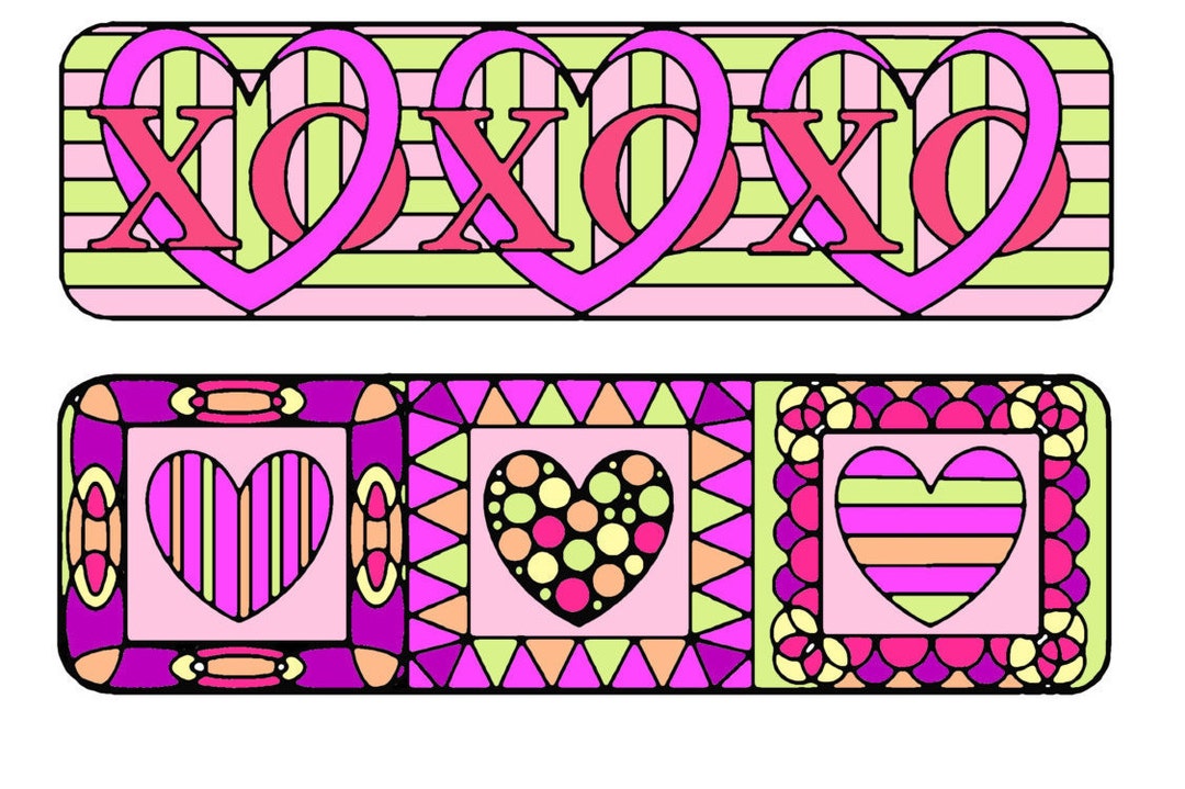 Valentine Coloring Bookmarks: Hearts, XOXO (digital Download) - Etsy