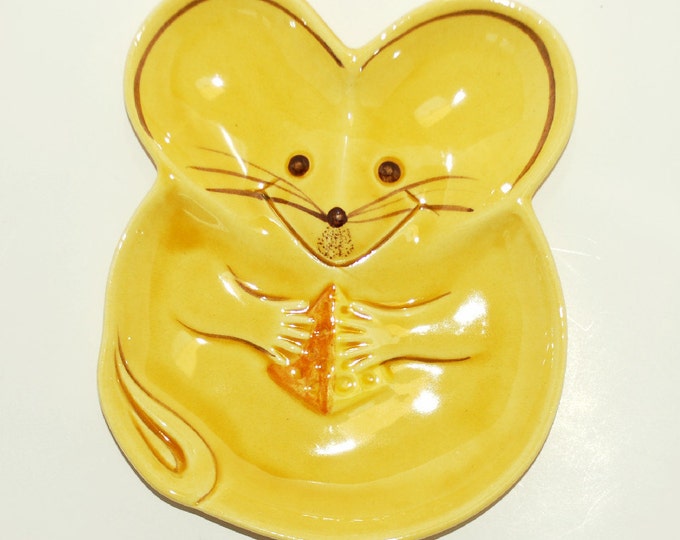 Vintage Mouse Shaped Yellow Cheese Plate Candy Dish Tray - Etsy