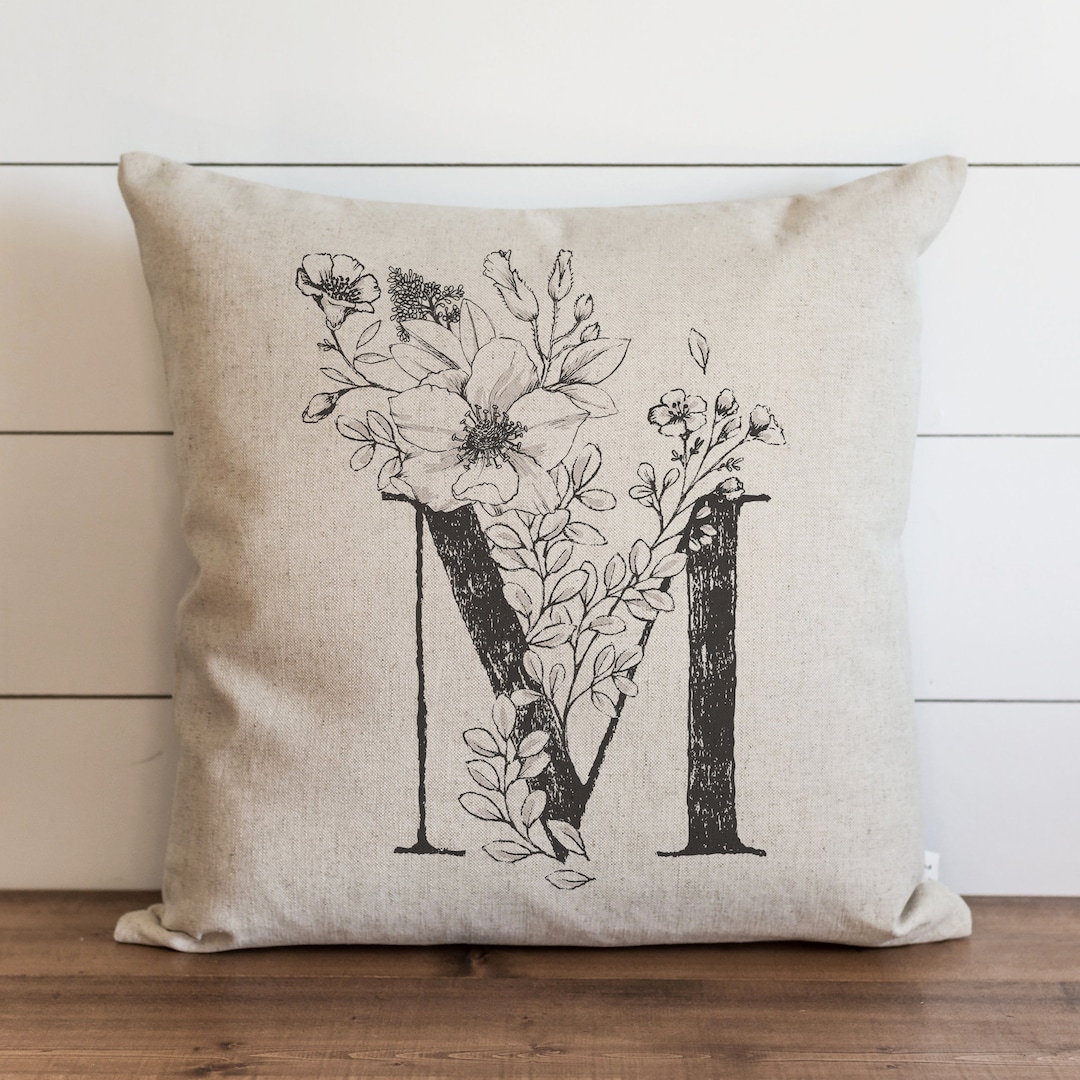 Personalized Monogram Pillow Cover | Botanical | Typography | Home ...
