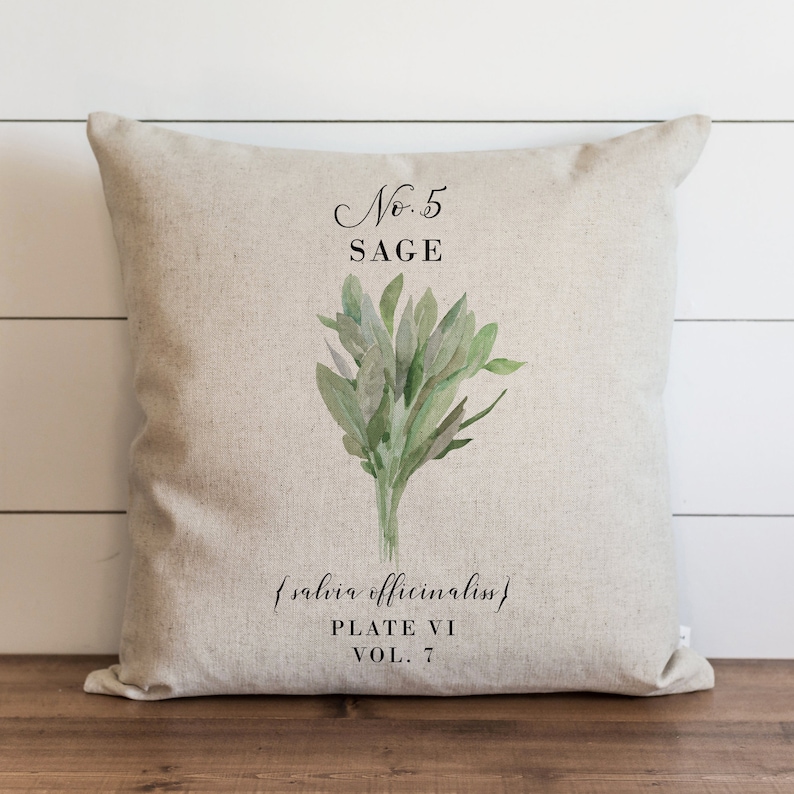 Sage Pillow Cover | 18 X 18 | 20 X 20 | Botanical Pillow Cover | Floral ...