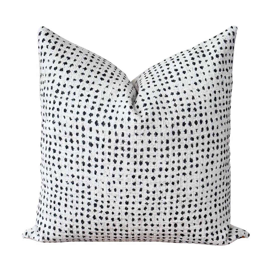 Woven Black and White Dot Pillow Cover | Chenille Accent Pillow | Black ...