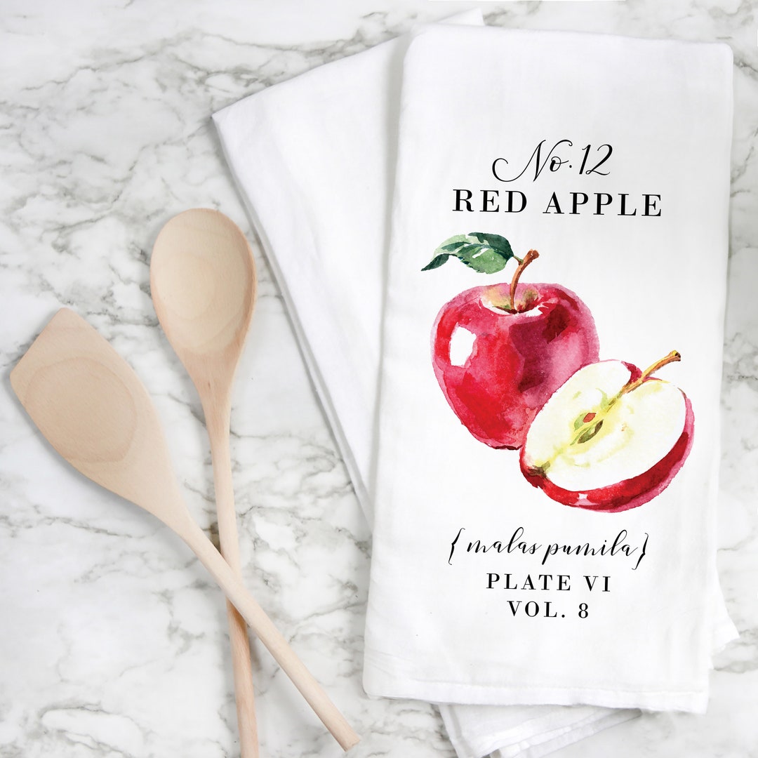 Red Apple | Dish Towel | Kitchen Decor | Kitchen Towel | Flour Sack ...