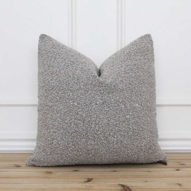 Gray Textured Pillow Cover | Boucle Pillow Cover | Traditional ...