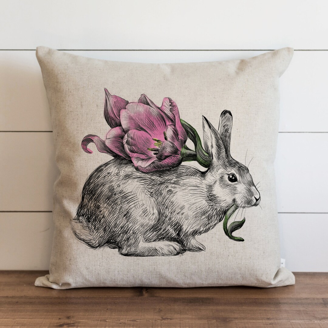 Tulip Rabbit Pillow Covers // Spring Decor // Pillow Covers // Throw ...