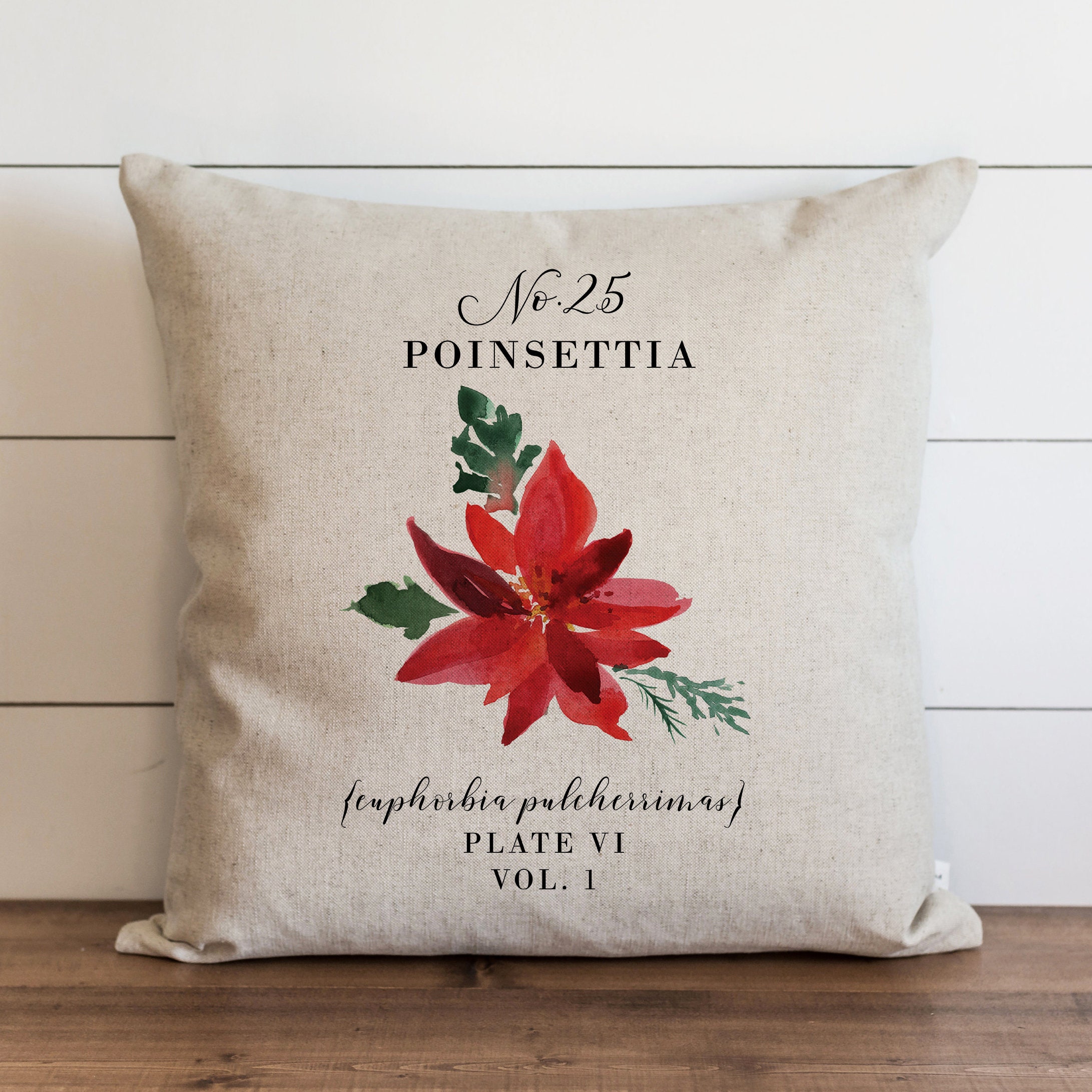Home Décor 16x16 Hand Painted Pillow Poinsettia Decorative Pillows Home ...