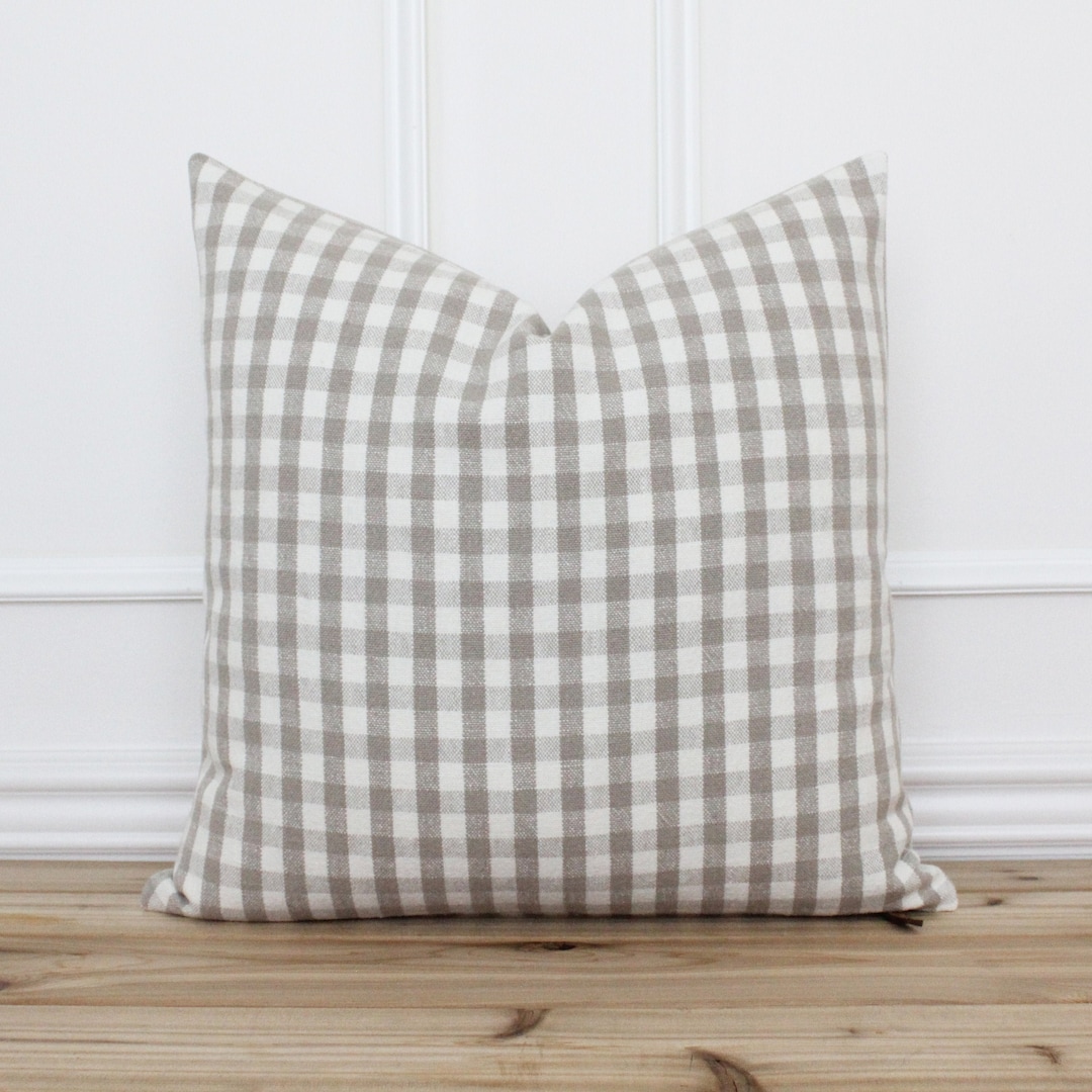 Tan Plaid Pillow Cover • Checkered Pillow • Beige Cushion Cover ...