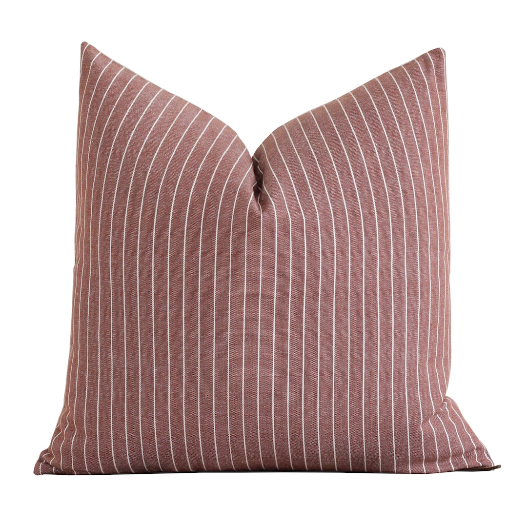 Burgundy Stripe Pillow Cover | Throw Pillow Cover | Designer Accent ...